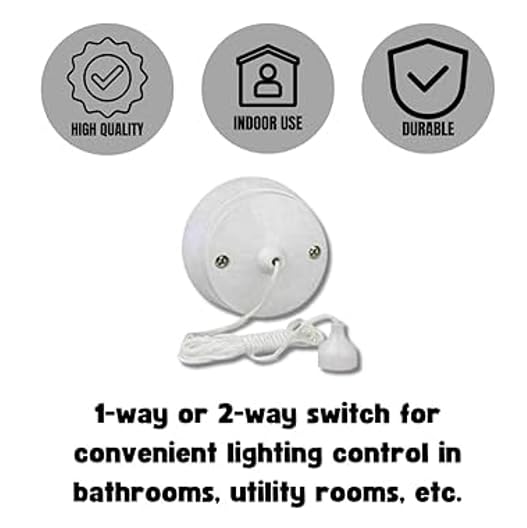 U-Trade Standard Round Ceiling Pull Cord Light Switch 2 Way 6 Amp ...