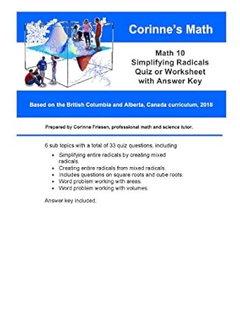 Math 10 - Simplifying Radicals, Quiz or Worksheet, with Answer Key ...