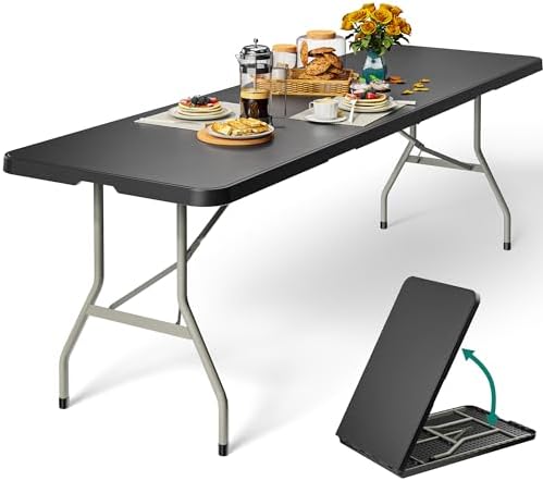 Amazon.com: YITAHOME 8FT Folding Tables, Heavy Duty Folding Table with ...