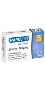 Rapesco 1735 Business Pack: 26/6mm (No.56) Galvanised Staples, 6 Boxes ...