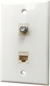 Amazon.com: BOPLAT Single Gang CAT6 Ethernet Coax Wall Plate Light ...