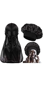 Amazon.com : Bonnet for Men,Hair Bonnet for Sleeping,Double Layer Satin ...