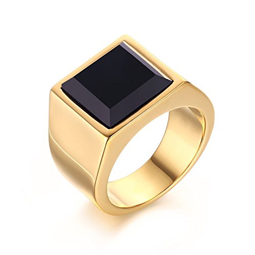 Asma Jewel House 18k Gold Plated Onyx Stainless Steel Black Square ...