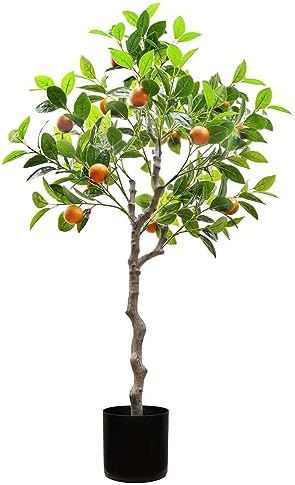 Amazon.com: Gresorth 4Feet Fake Orange Tree Artificial Green Plant ...