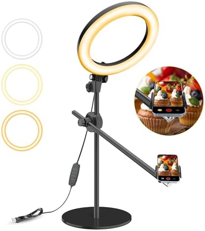 LUXSURE Ring Light with Stand & Phone Holder, 10" LED Ring Light with ...