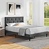 Amazon.com: Flolinda King Size Platform Bed Frame with Fabric Headboard ...