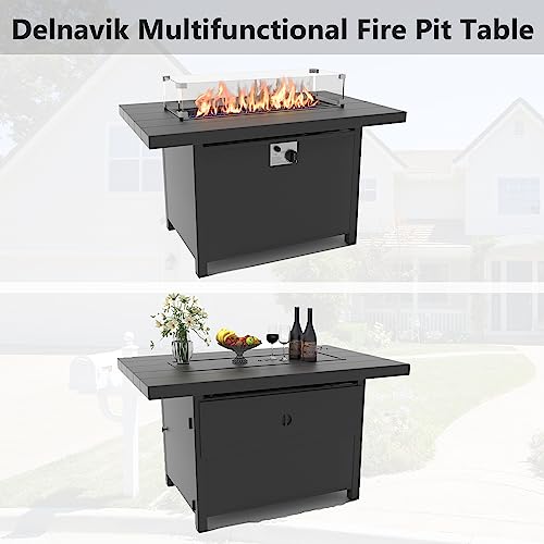 Kurapika Aluminum Propane Fire Pit Table 45 Inch 55,000 BTU Auto ...