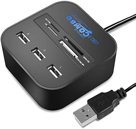 SPIN CART USB Hub Card Reader 2.0 Combo with 3 USB Ports & High Speed ...