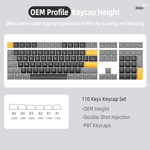 PBT Keycaps 110 Keys OEM Profile Double-Shot Full Keycap Set ANSI ...