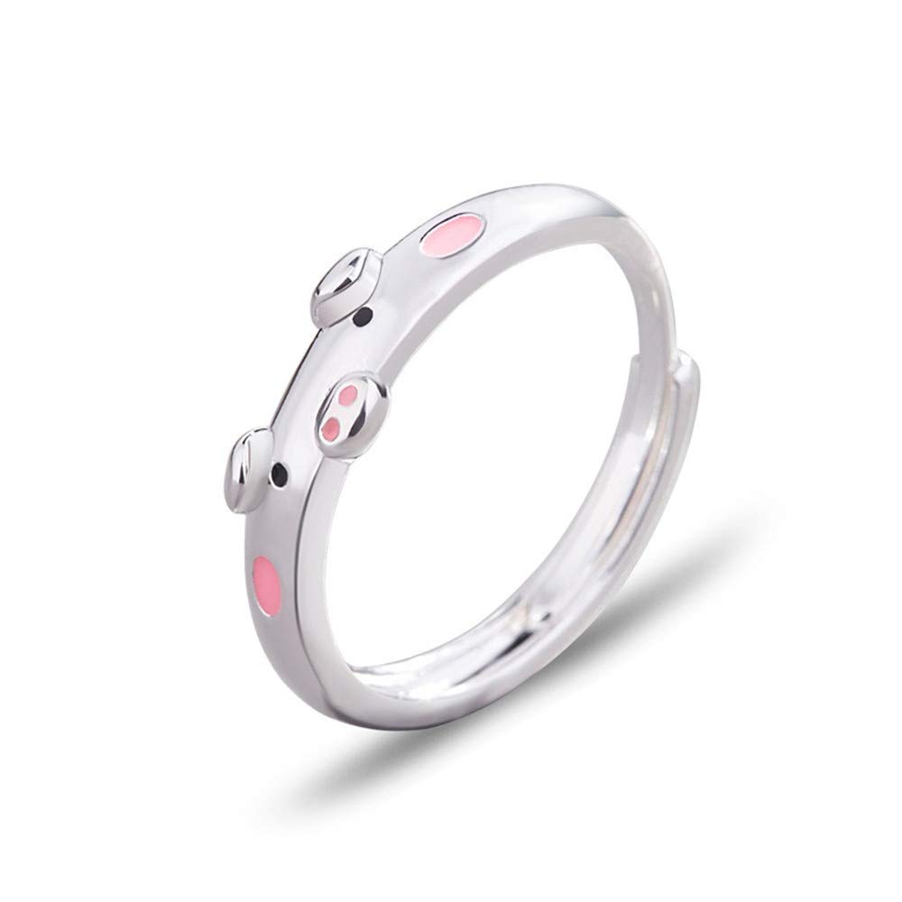 Amazon.com: Cute Pink Pig Ring Copper Adjustable Animal Ring for Women ...