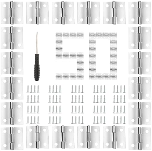 50 Mini Silver Stainless Steel Folding Butt Hinges, 25mm, With 200 ...