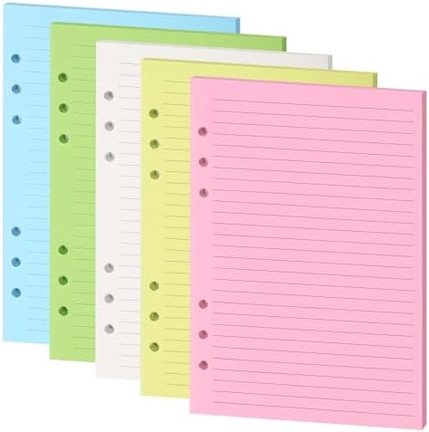 Bidponds A5 Lined Refill Paper, Multicolor Ruled Pages, 50 Sheets/100 ...