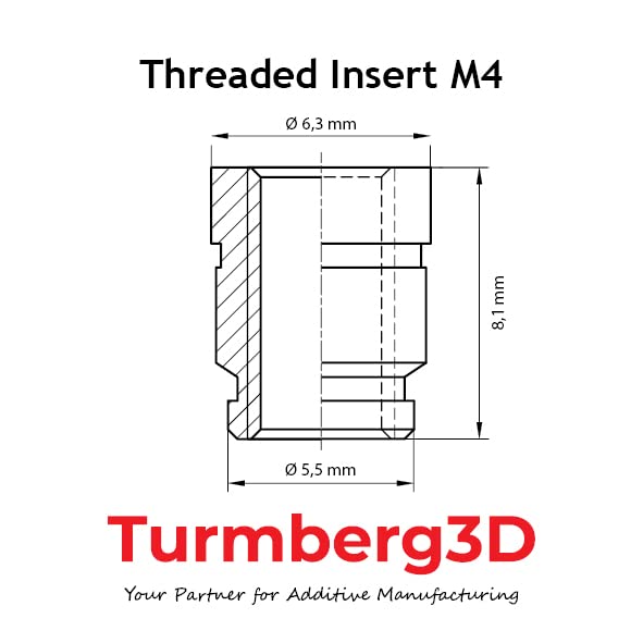 Turmberg3D – Threaded insert M4 (50 pieces) / M4 x 8.1 brass threaded ...