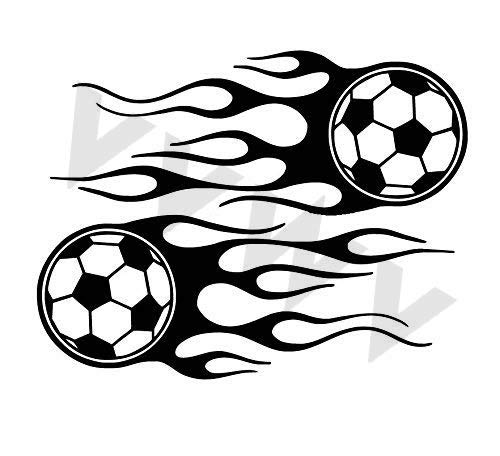 VVWV Fire Football Soccer Stickers for Car Side Black L X H 19.00 X 10. ...