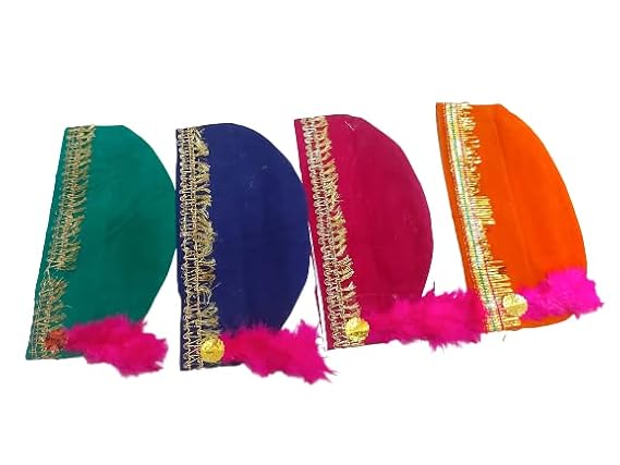 Buy BAHAL Anarkali Cap with Thick and Long Feather Multi Color(Pack of ...