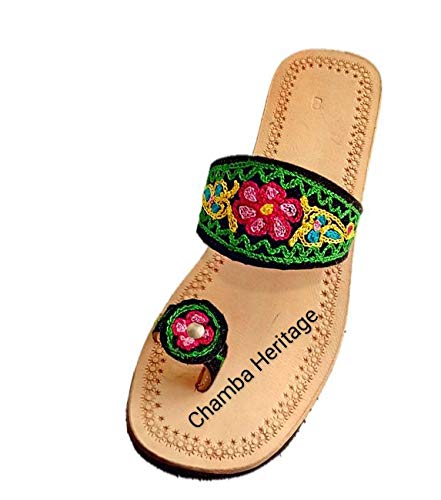 Chamba Chappal Genuine Leather Slipper/Sandal/Jutti 31 Red Rose: Buy ...