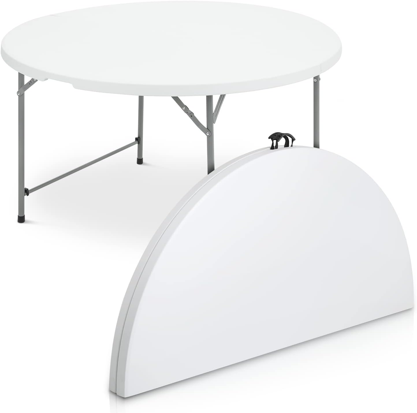 Amazon.com: Living and More 4ft Bi-Fold Round Folding Table, Banquet ...