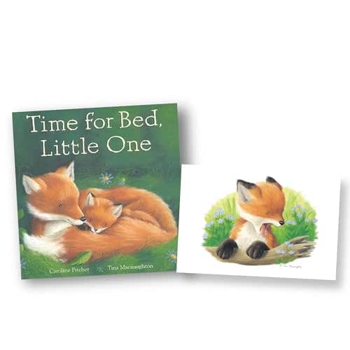 Book and Print Gift Set - "Time for Bed, Little One" Mini Hardback Picture Book with "Yawning ...
