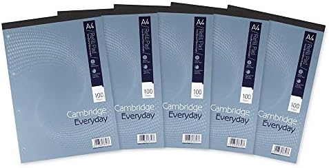 Cambridge A4 Refill Pad, 1-5-10 mm Graph Ruled, 100 Page, Pack of 5 ...