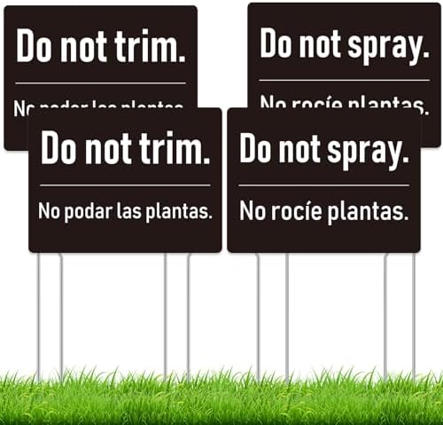 Amazon.com: Barydat 4 Pcs Do Not Spray and Do Not Trim Yard Sign with ...