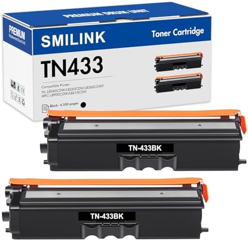 Amazon.com: TN433BK TN433 Black Toner Cartridge Compatible Replacement ...