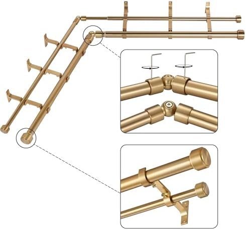 Amazon.com: Mayrhyme Warm Gold Corner Window Curtain Rods with Aluminum ...