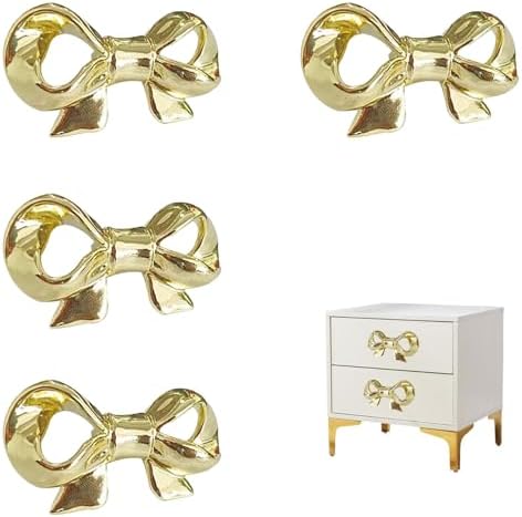NNNJunhua Solid Bow Cabinet Knobs Gold Drawer Pulls Decorative Handle Kitchen Cabinet Knobs ...