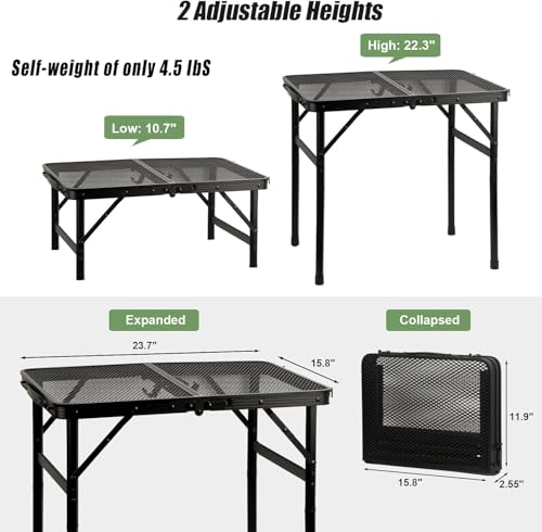 COSYAWN Folding Grill Table, Small, Aluminum, Lightweight, Portable ...