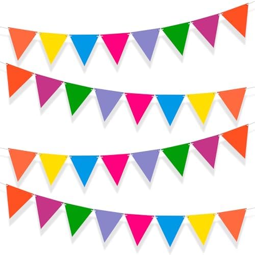 Amazon.com: 4 Pack Triangle Flag 20 Feet Colorful Pennant Banner ...