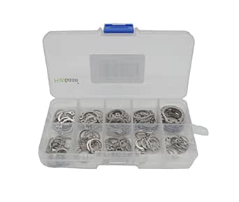 Haobase 100Pcs 10 Size 304 Stainless Steel External Circlip Retaining Ring Assortment Kit 8-18mm ...