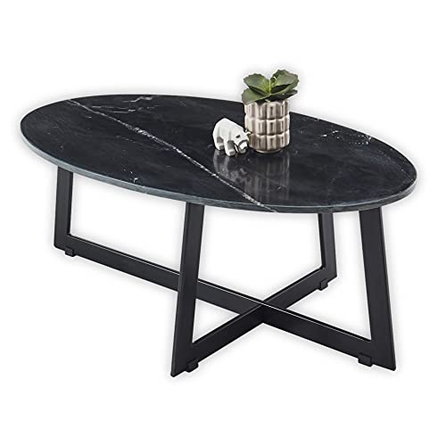 Elegantes Oval Couchtisch Schwarz Bilder