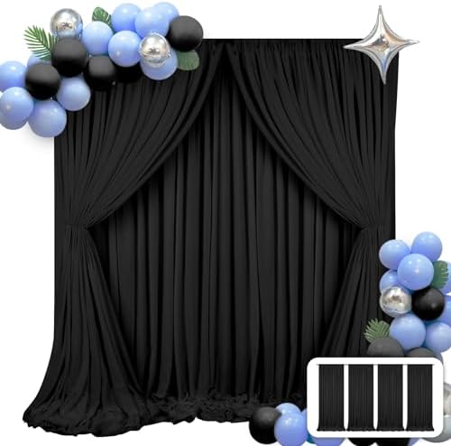Amazon.com : 4 Panels Black Backdrop Curtains for Parties, 5ft x 10ft ...