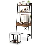 Amazon.com: KOTEK Vanity Set with Mirror, Ladder Dressing Table with ...