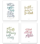 Amazon.com: Scriptionery Brush Calligraphy Bible Verse Wall Art Set of ...