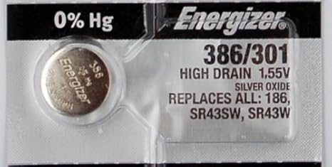 2PC Energizer 386 301 Silver Oxide SR43SW SR43W SR43 Battery : Amazon ...
