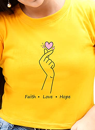 Squareknot- Girls 100% Cotton Yellow Color| Faith Love Hope Text ...