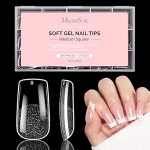 Amazon.com: MelodySusie Medium Square X Nail Tips - 300Pcs 15 Sizes ...