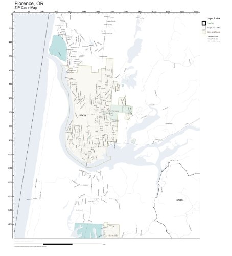 Amazon.com : ZIP Code Wall Map of Florence, OR ZIP Code Map Not ...
