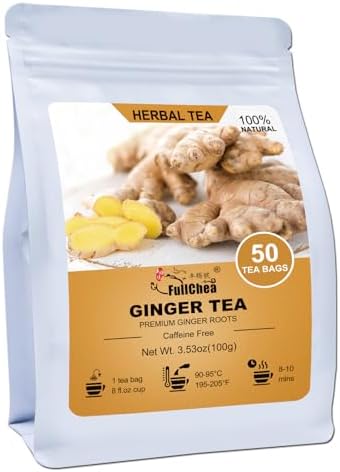 Amazon.com : FullChea - Ginger Tea Bags, 50 Teabags, 2g/bag - Premium ...