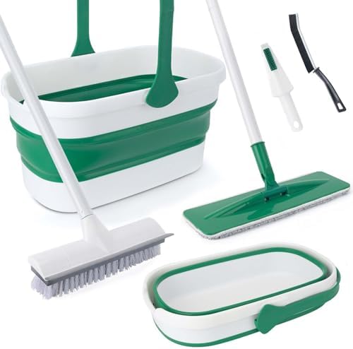 Amazon.com: Collapsible Mop and Bucket Set with Wringer, Foldable Mops ...