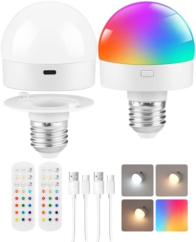 GOEBLESON Rechargeable Light Bulbs with Remote Control, Battery ...