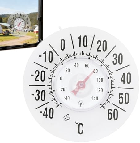Indoor Outdoor Temperature Gauge | Analog Waterproof Suction Cup | Wall ...