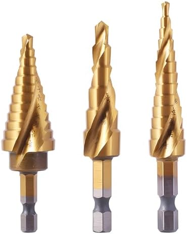 Step Drill Bits, 3PCS (30 Sizes) Spiral Grooved for Faster Drilling ...