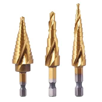 Step Drill Bits, 3PCS (30 Sizes) Spiral Grooved for Faster Drilling ...