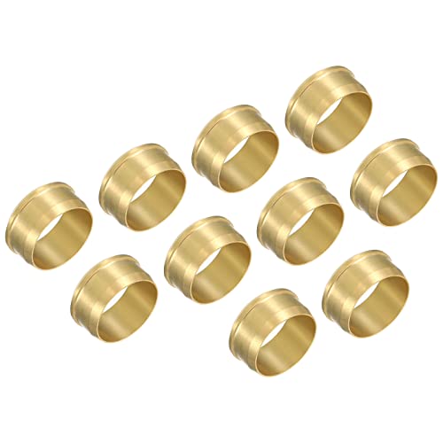 PATIKIL 16mm Tube OD Brass Compression Sleeves Ferrules 10 Pack Brass ...