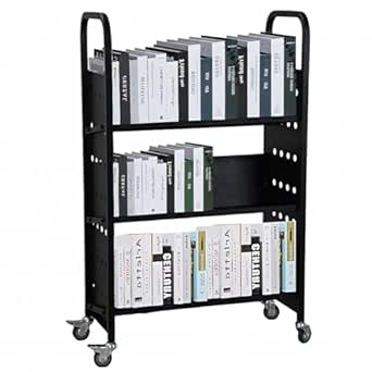 Amazon.com: MERXENG Book Cart, 200LBS Library Cart, 30x14x49 V-Shaped ...