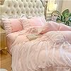 Amazon.com: MOOWOO Pink Bedding-Romantic Ruffle Lace Bedding Set 3 ...