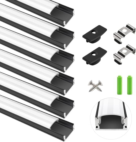 Cisivis 6-Pack 3.3ft/1Meter U Shape LED Aluminum Channel System with ...