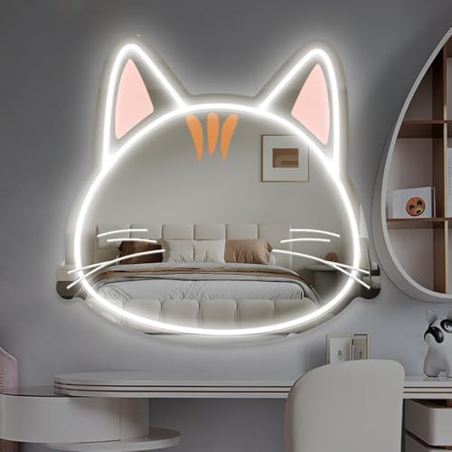 Amazon.com: Cat Vanity Mirrors, Cat Neon Sign, Led Wall Mirror with ...