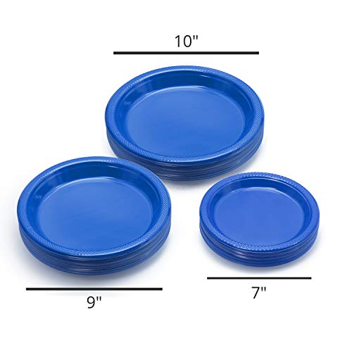 Snapklik.com : 9 Inch Blue Plastic Plates - 50 Count - Round Blue ...